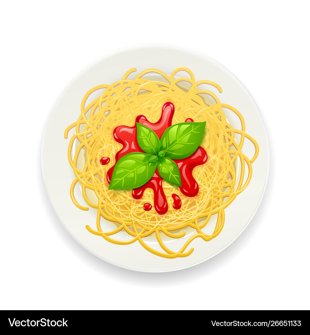 Spaghetti at plate pasta Royalty Free Vector Image