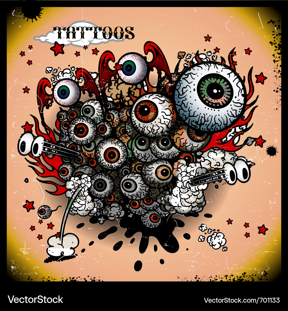 Tattoos eye explosion Royalty Free Vector Image