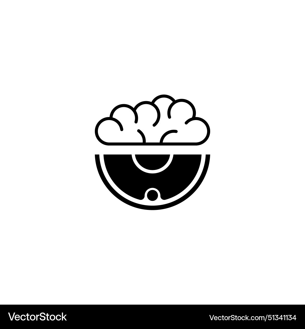 A black icon featuring brain on robotic Royalty Free Vector