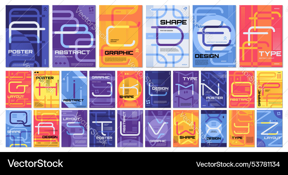 Digital display alphabet typography book covers Vector Image