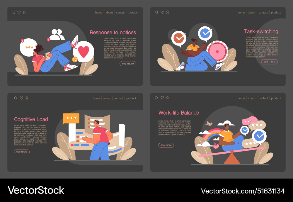 Digital multitasking web banner or landing page Vector Image