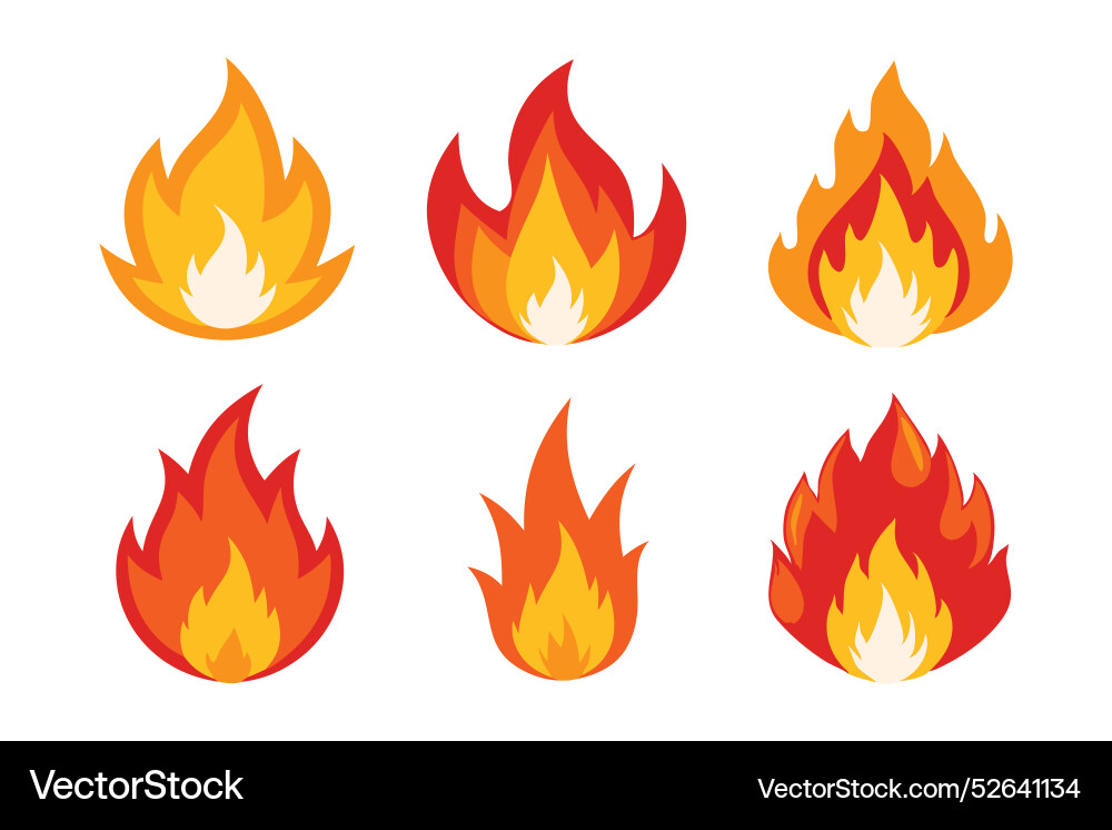 Fire clipart images in different styles Royalty Free Vector