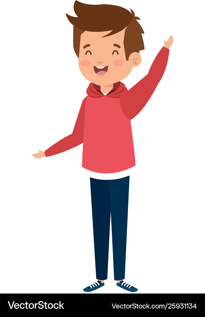 Happy student boy comic character Royalty Free Vector Image