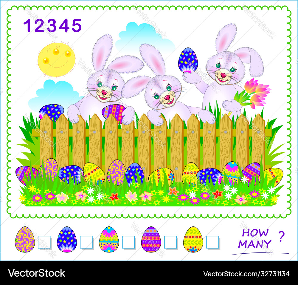 Math education for children how many easter eggs Vector Image