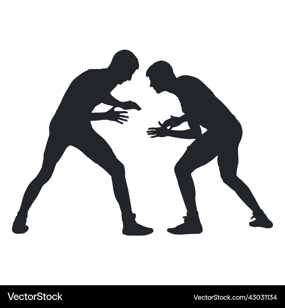 Men wrestling silhouette Royalty Free Vector Image