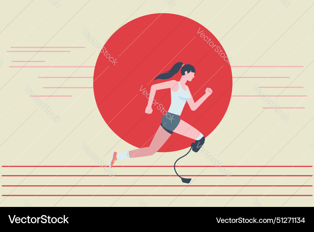 Paralympic woman athletic running Royalty Free Vector Image