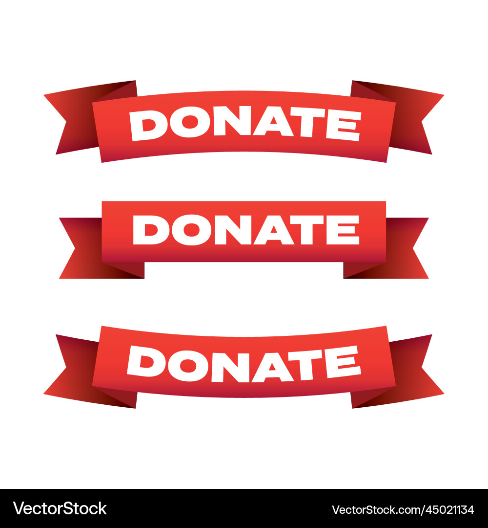 Red donate ribbon set sign Royalty Free Vector Image