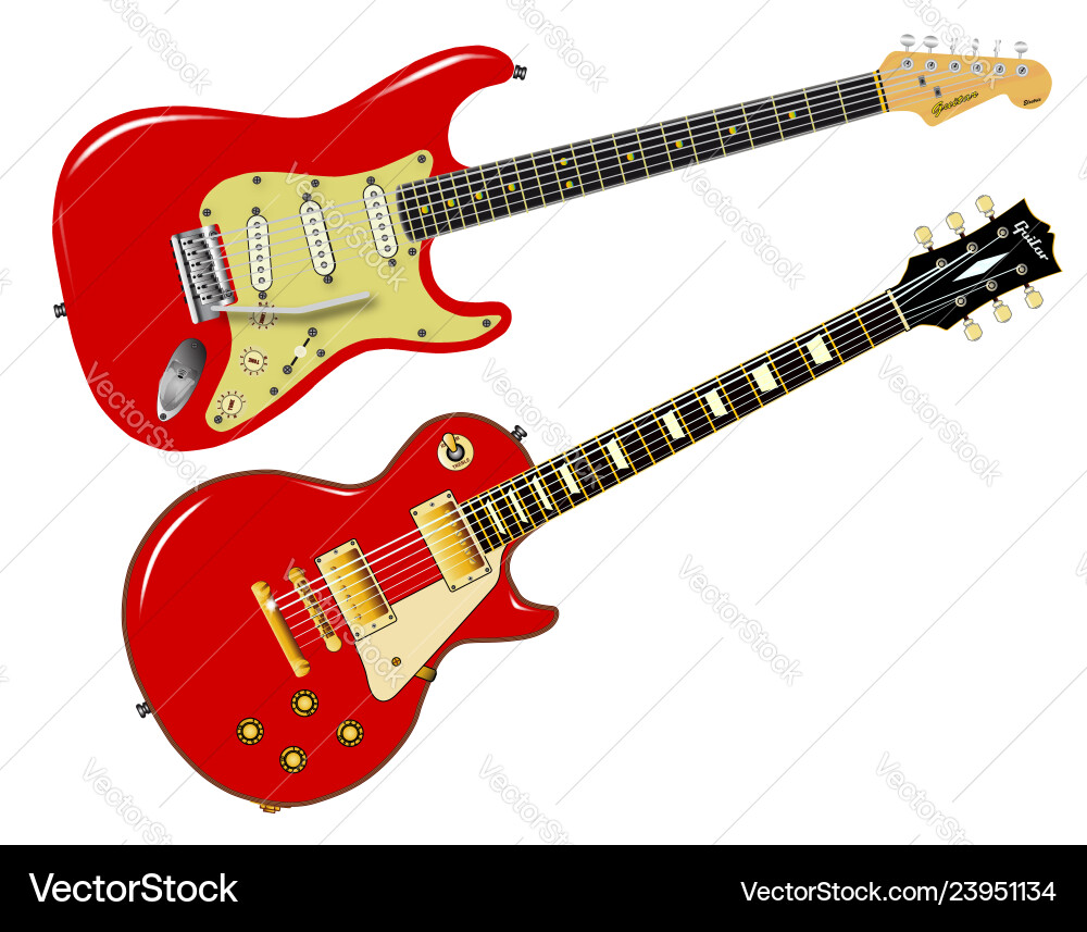 Red elecric guitars Royalty Free Vector Image - VectorStock