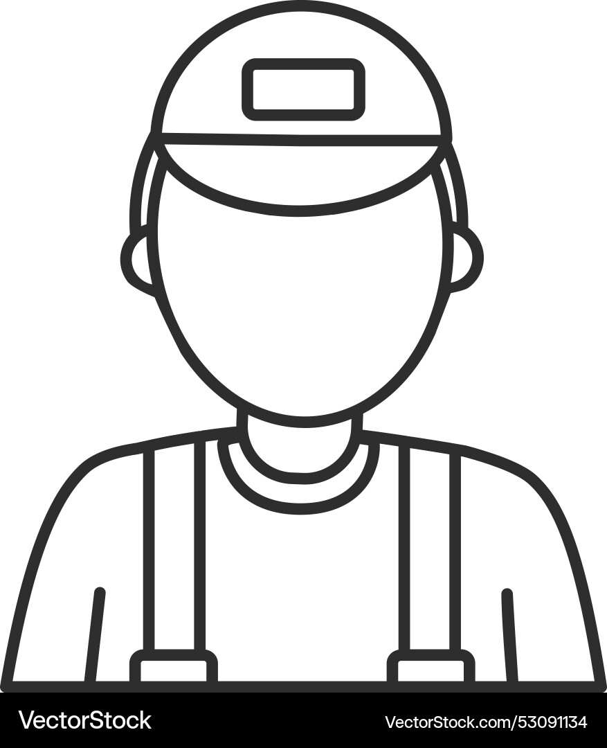 Service worker avatar construction builder line Vector Image