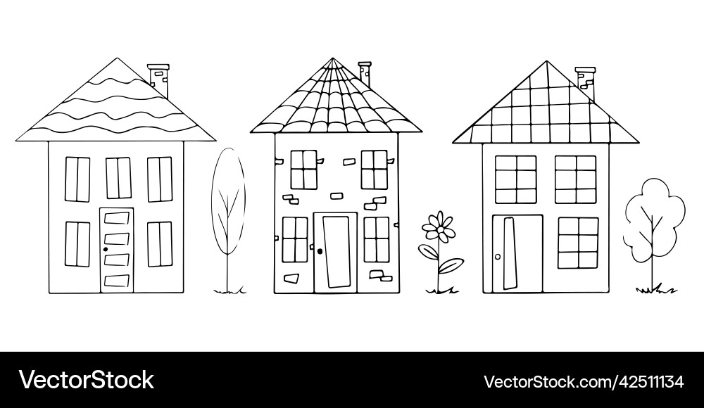 Simple houses Royalty Free Vector Image - VectorStock
