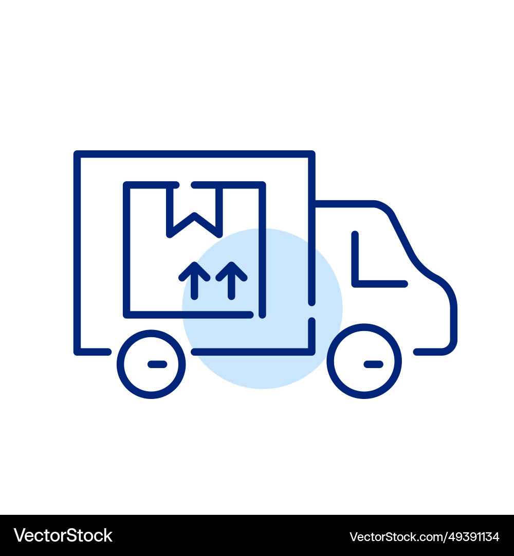 Truck delivery service fragile parcel box pixel Vector Image