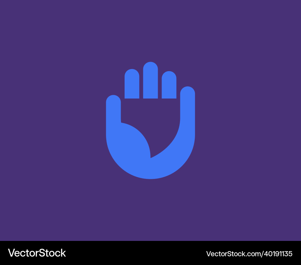 Abstract shield in the hand palm logo design Vector Image