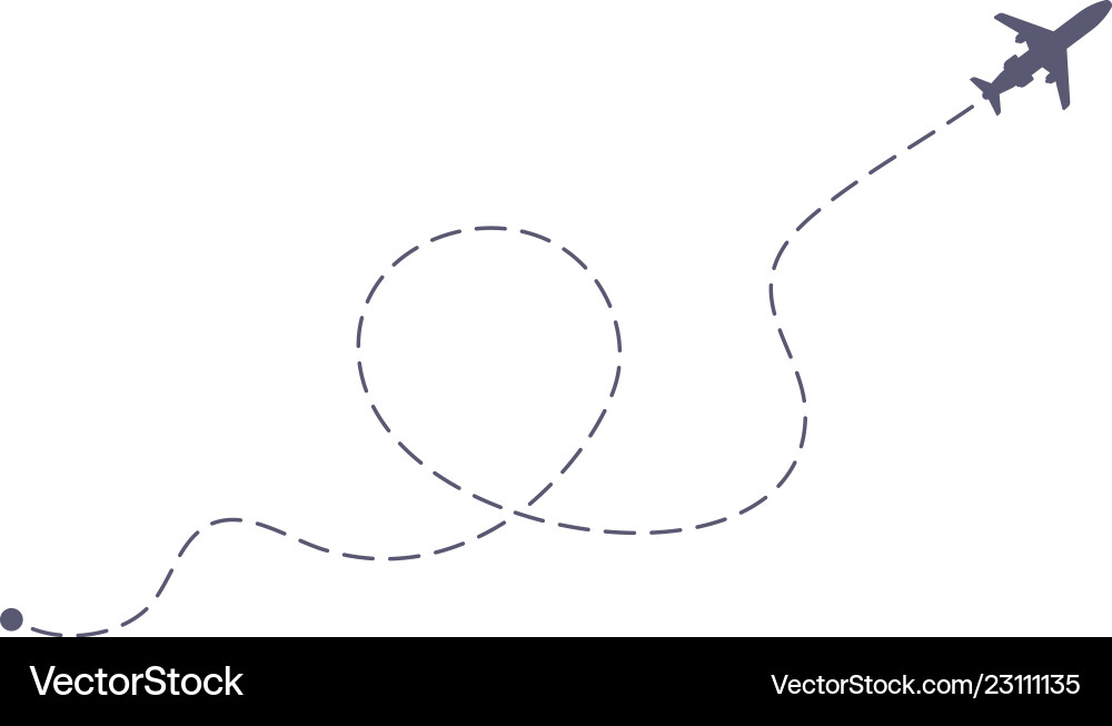 Airplane flight dashing line airlines plane Vector Image
