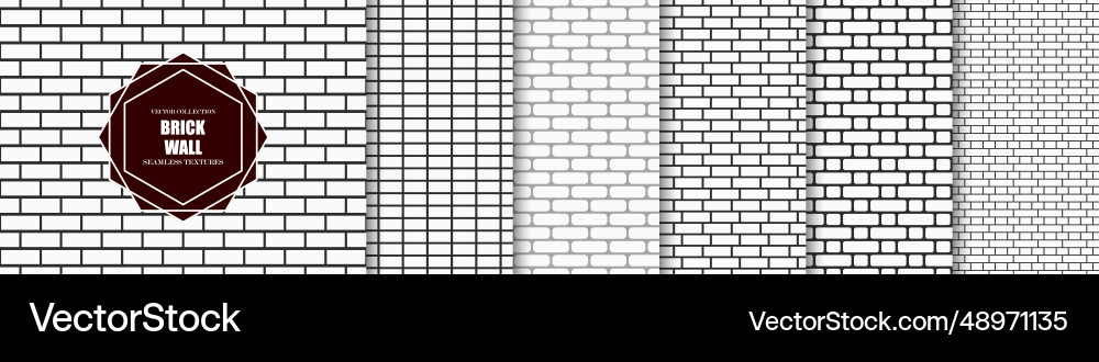 Collection of brick wall seamless patterns simple Vector Image