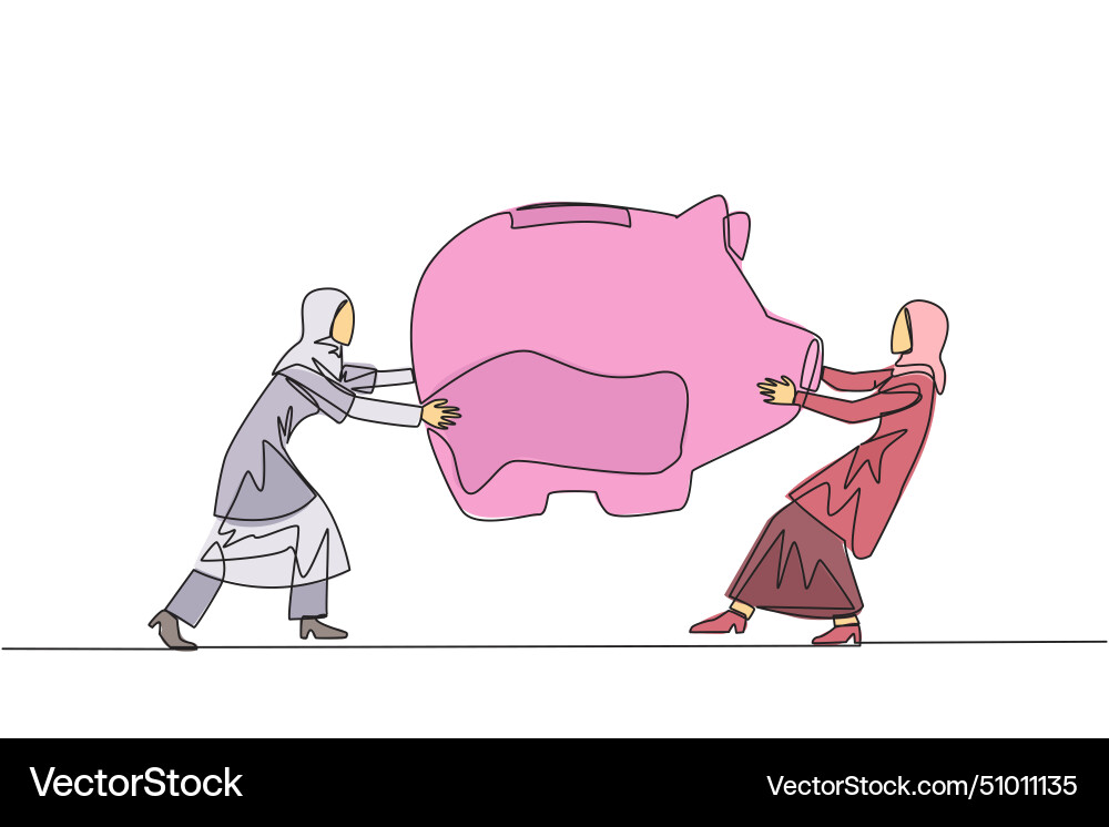 Continuous one line drawing two selfish arabian Vector Image