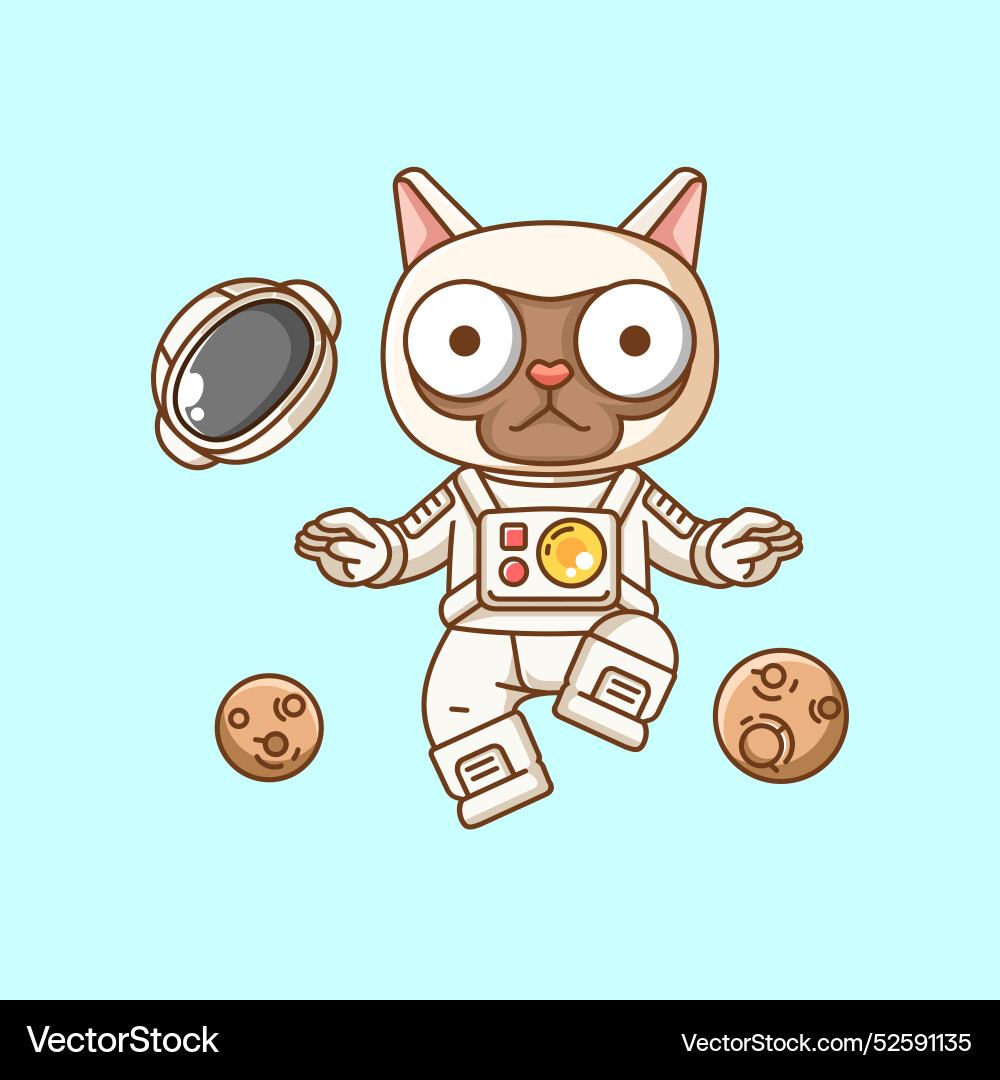 Cute cat astronaut flying animal kawaii chibi Vector Image