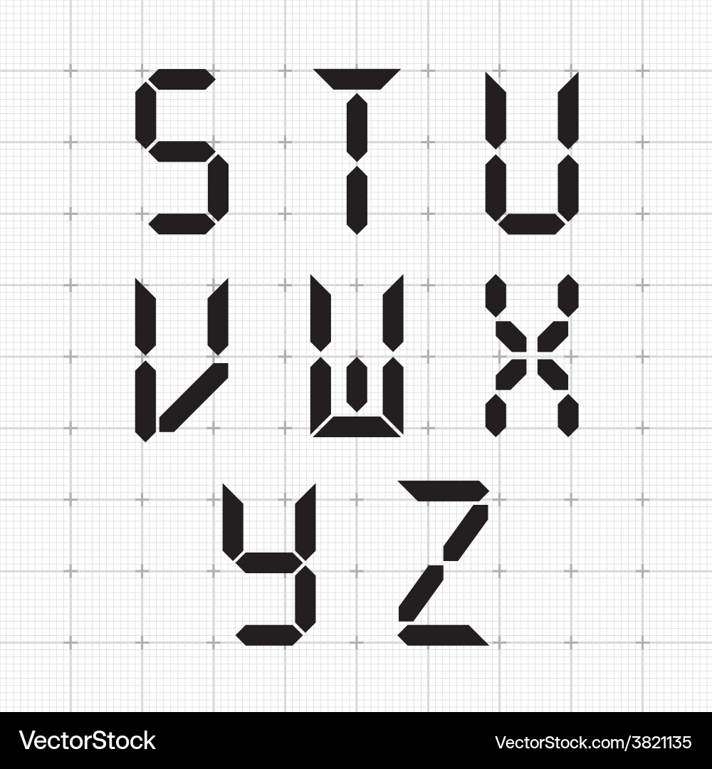 Digital font Royalty Free Vector Image - VectorStock