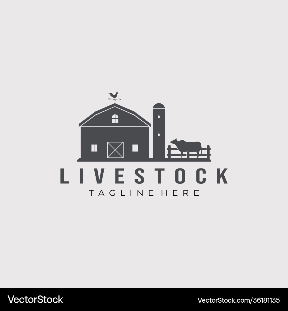 Farm Barn with Cow Symbol Royalty Free Vector Image