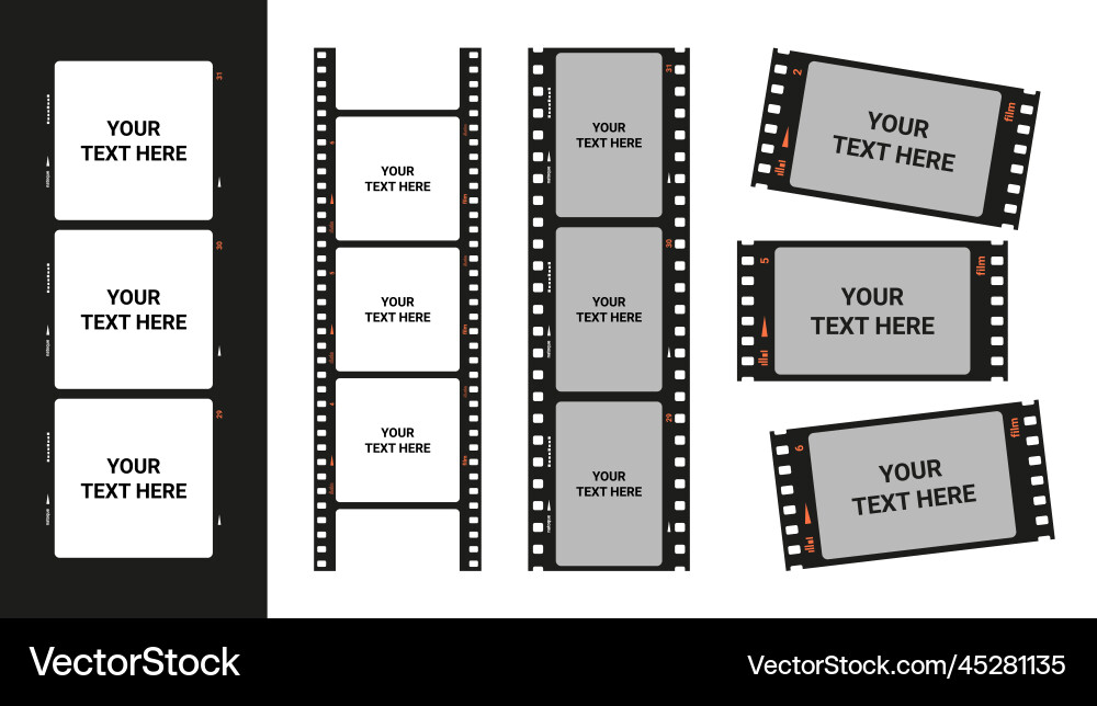 Film roll frames retro analog blank filmstrips Vector Image