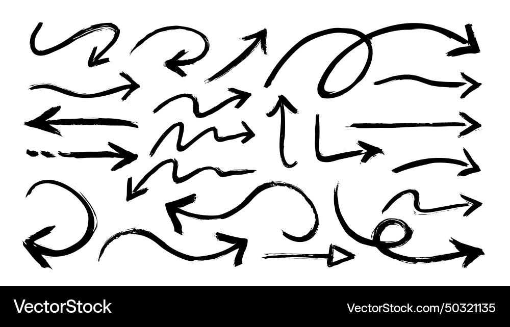Hand drawn arrow set Royalty Free Vector Image