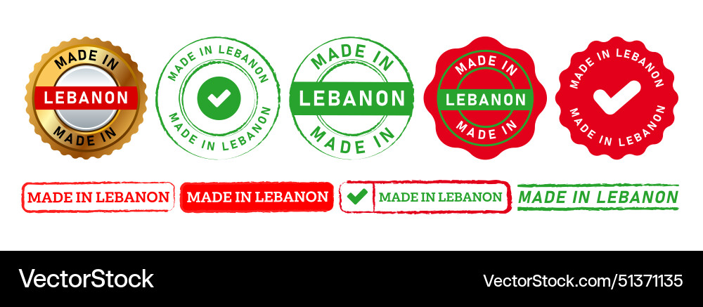 Made in lebanon rectangle and circle stamp seal Vector Image