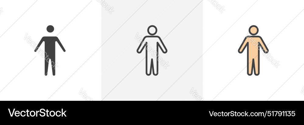 Person icon set black filled and outlined style Vector Image