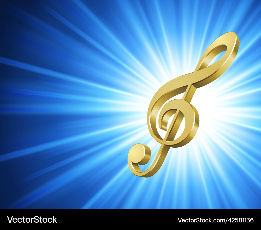 3d musical note bright blue flash golden Vector Image