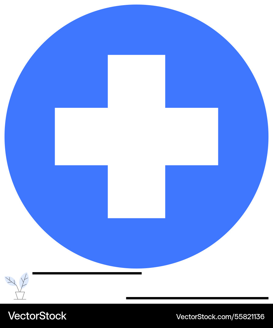 Blue circular badge with white cross symbolizing Vector Image