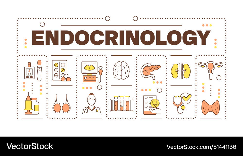 Endocrinology word concept isolated on white Vector Image