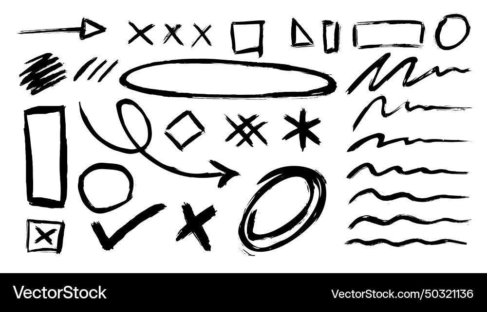 Hand drawn arrow elements set Royalty Free Vector Image
