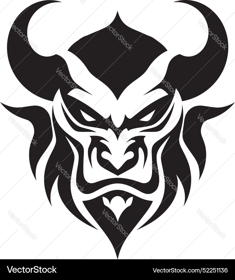 Intricate oni head design elegant black logo Vector Image