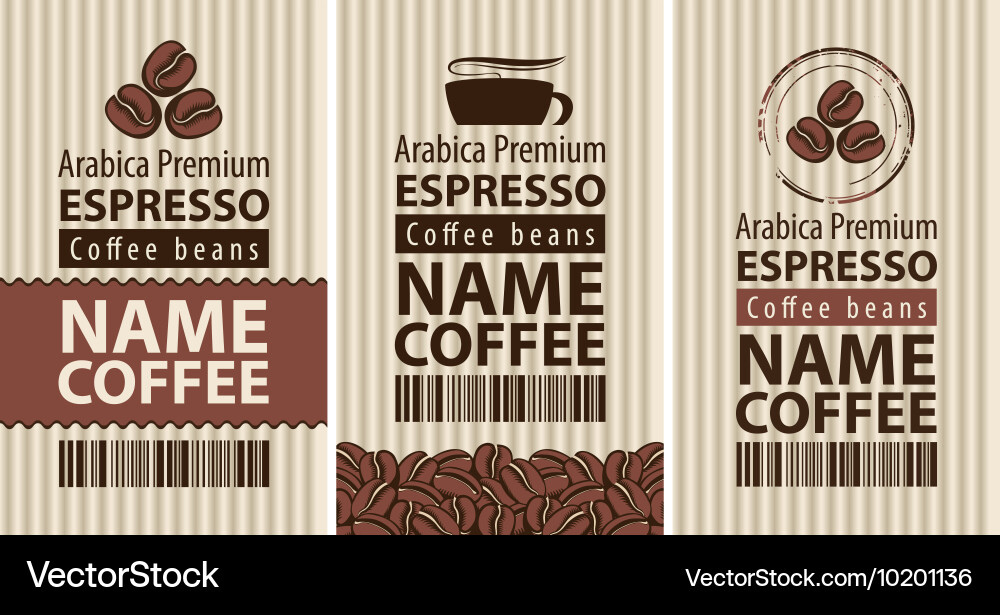 Label coffee with beans and cup Royalty Free Vector Image