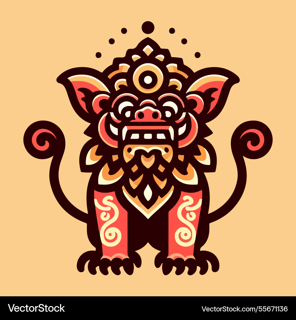 Laughing balinese demon mask with traditional Vector Image