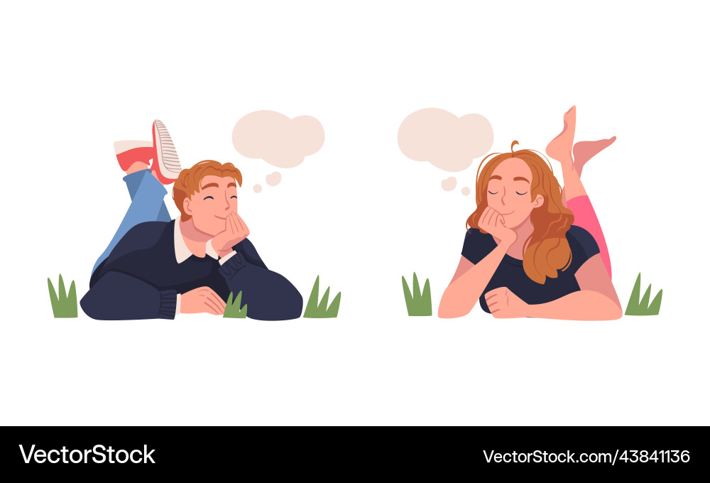 Man and woman character dreaming imagining Vector Image