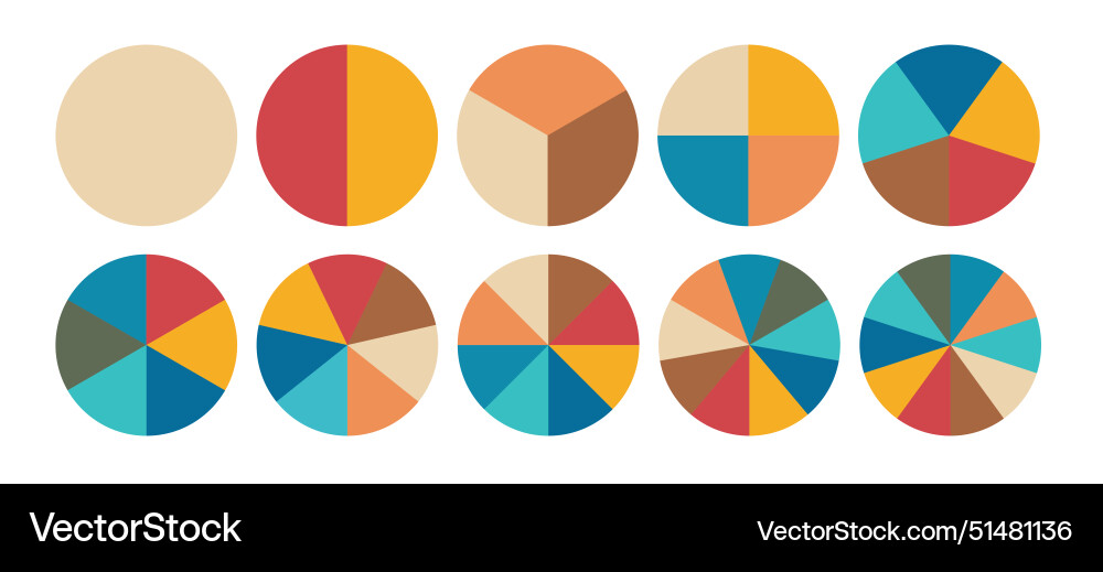 Pie chart set colorful diagram collection Vector Image Pie chart set colorful diagram collection Vector Image