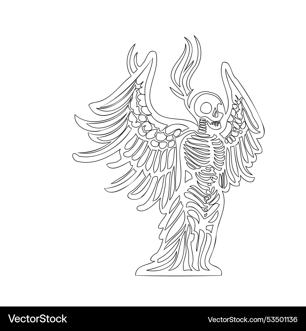 Skeleton angel outline sketch Royalty Free Vector Image