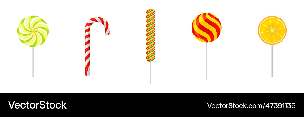Spiral twisted candy and lollipop on stick Vector Image