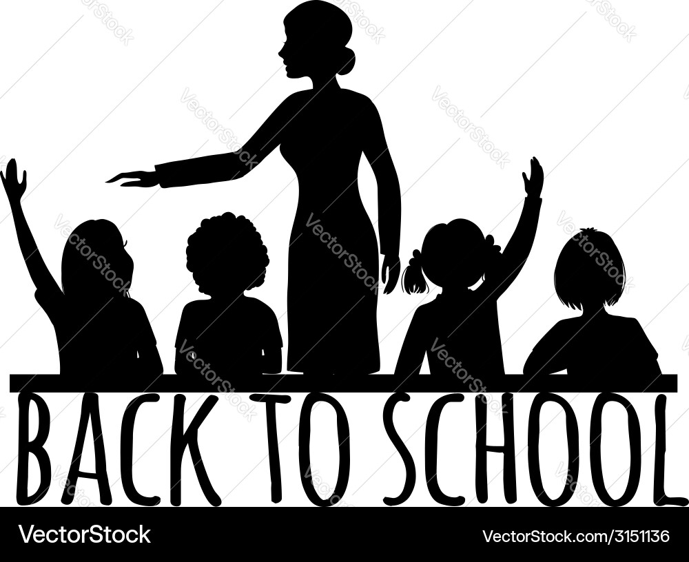 Teacher at blackboard in classroom Royalty Free Vector Image