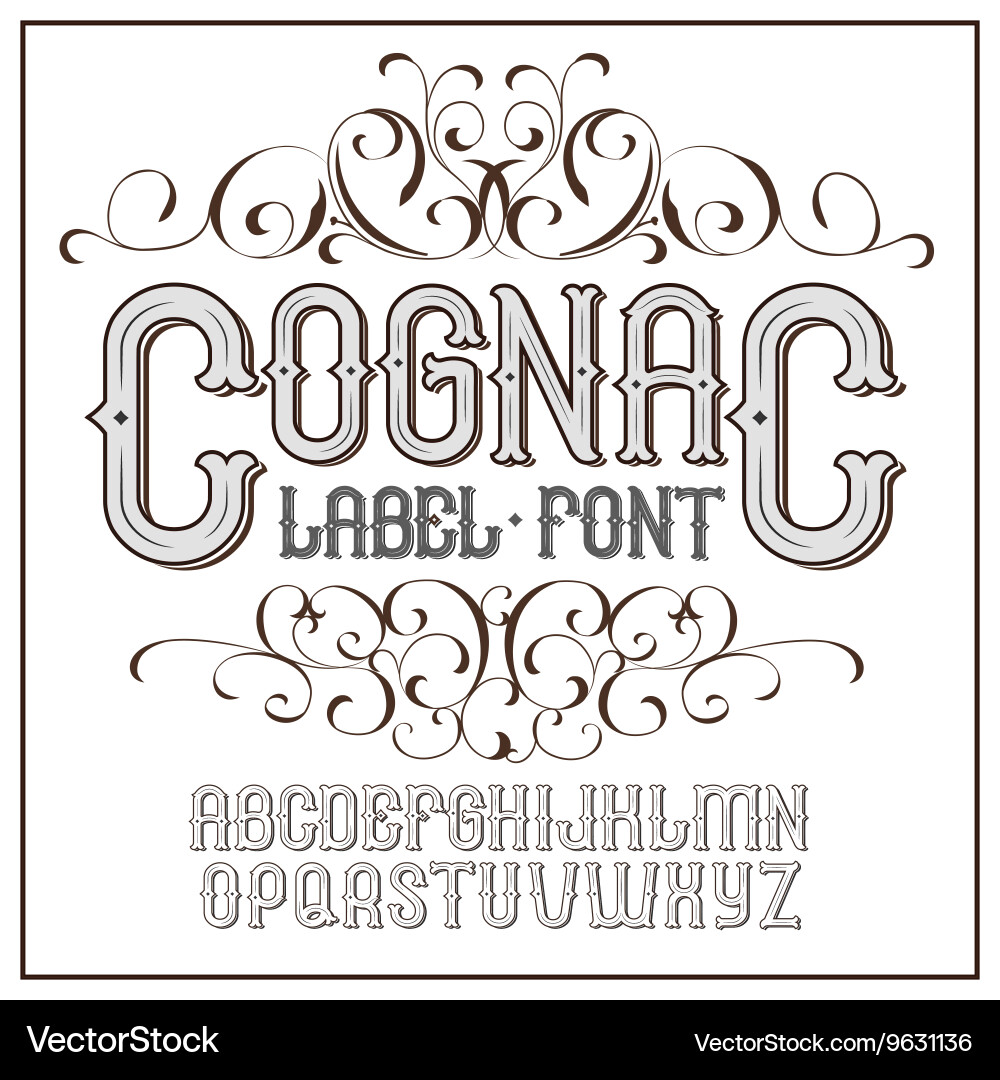 Vintage label font cognac style Royalty Free Vector Image