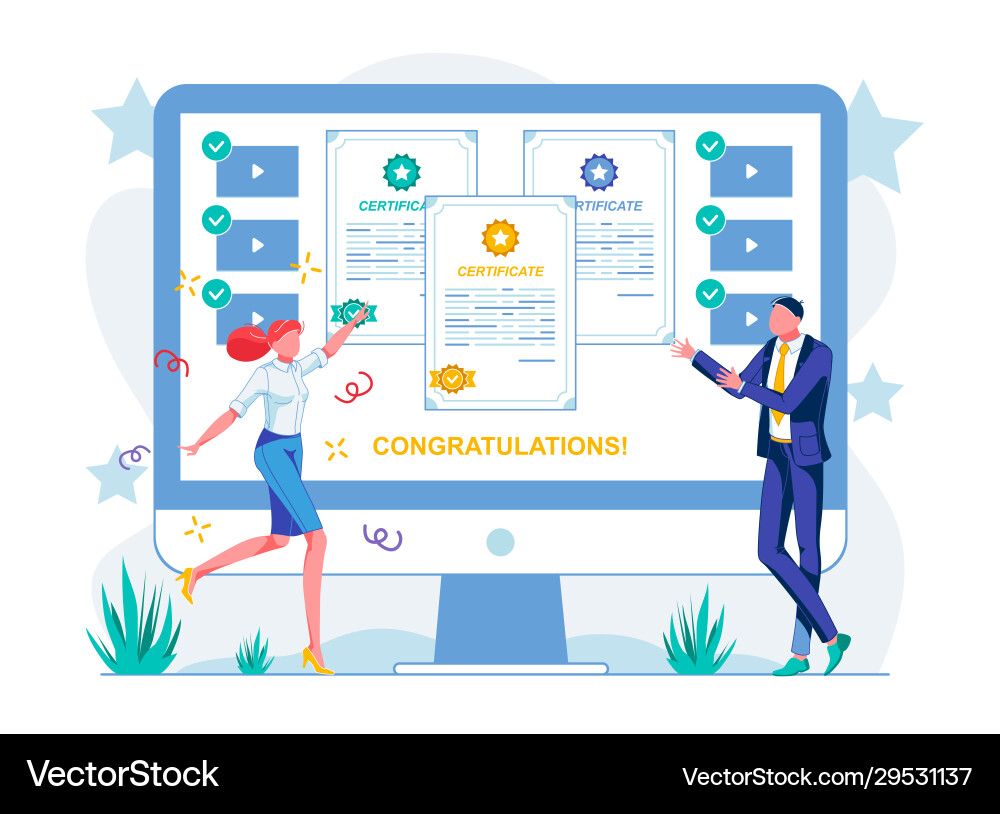Banner written congratulations and certificate Vector Image
