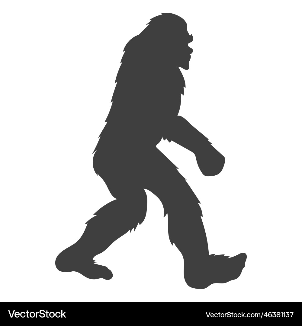 Big large creature bigfoot black Royalty Free Vector Image