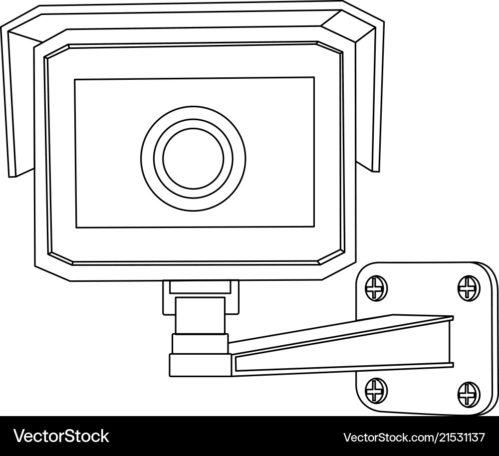 Cctv security camera front view outline drawing Vector Image