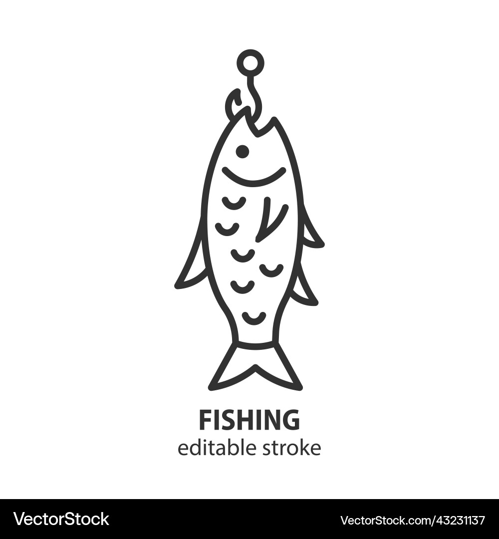 Fishing line icon fish on a hook sign Royalty Free Vector