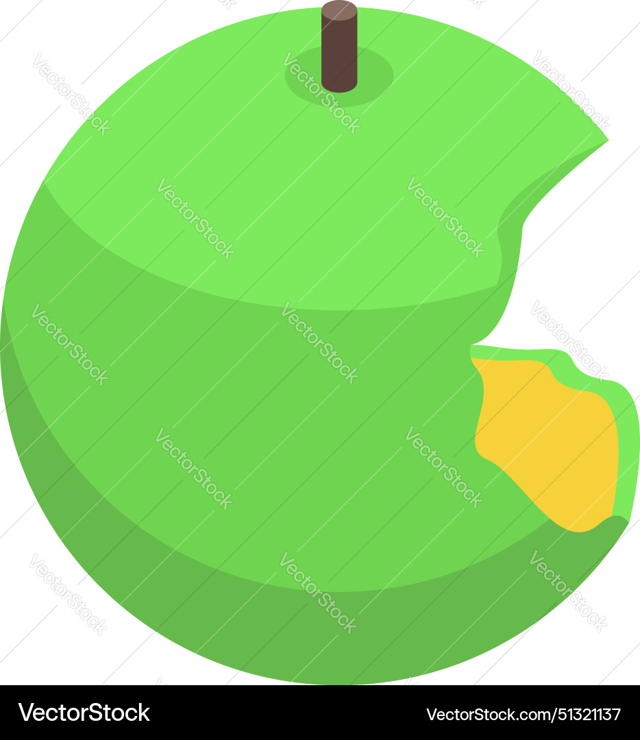 Fresh green apple with bite mark Royalty Free Vector Image