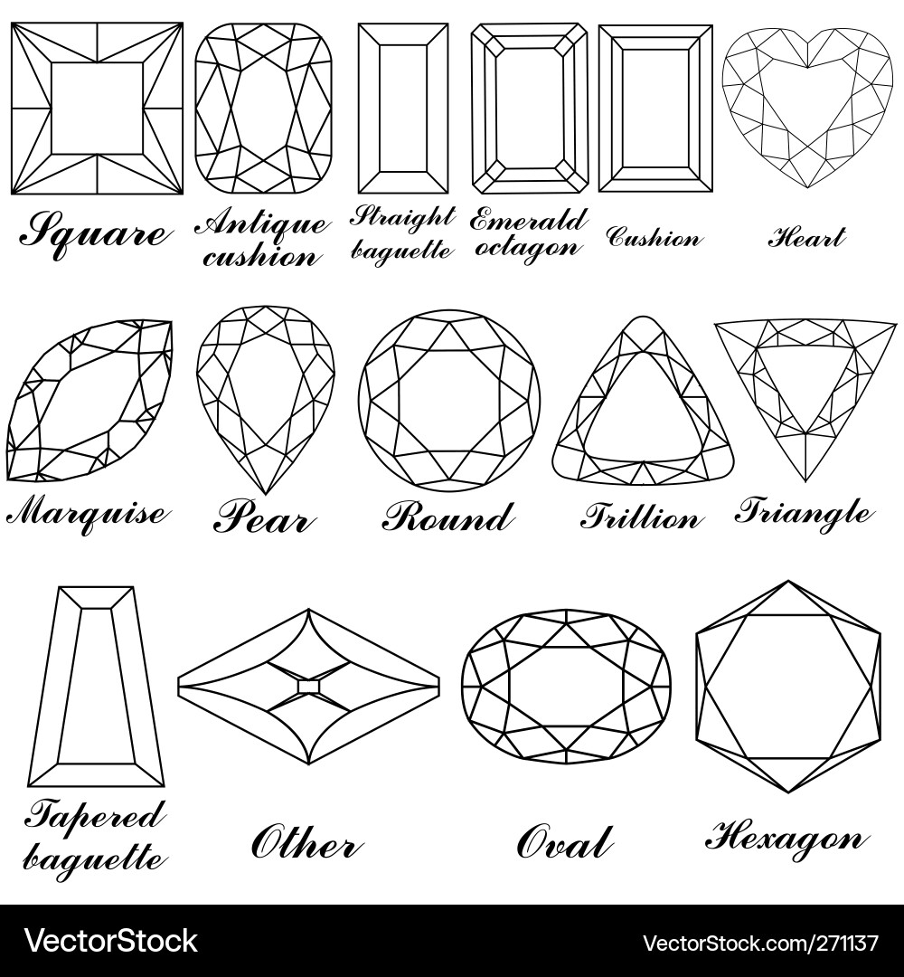Gemstone Shape Collection Royalty Free Vector Image