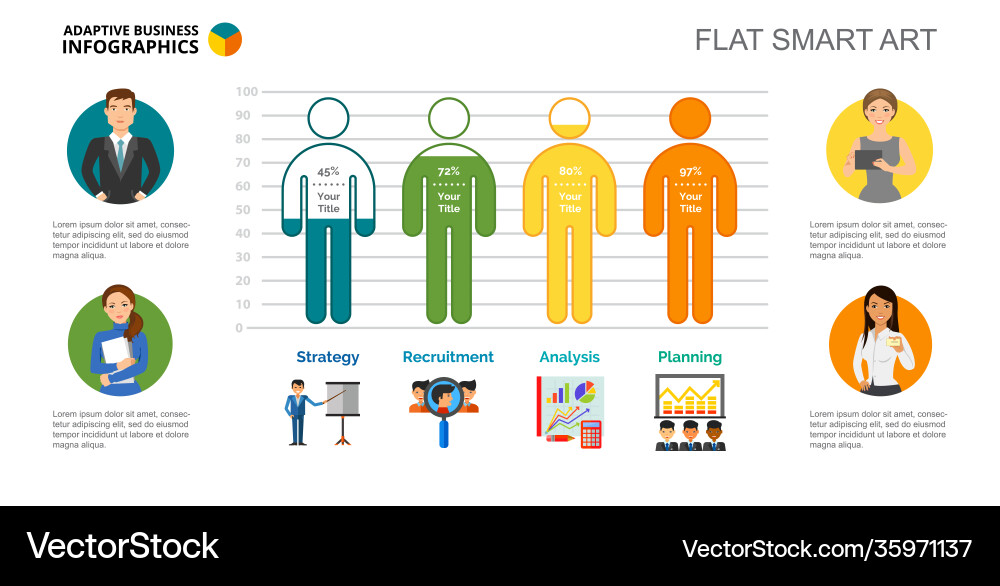 Human bar chart slide template Royalty Free Vector Image