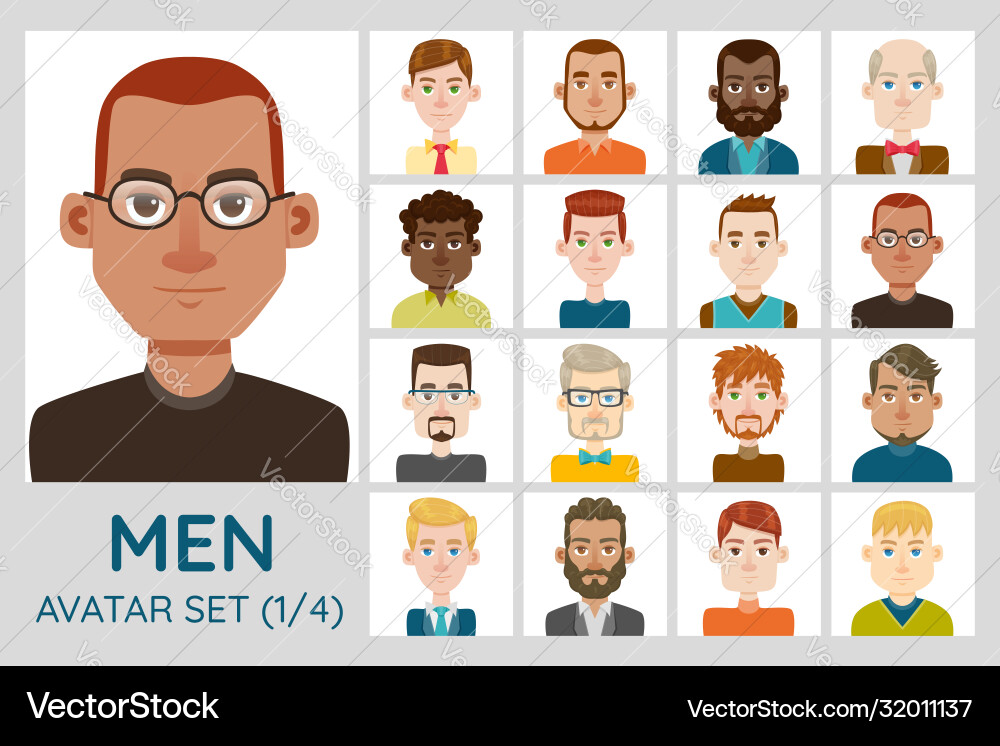 Men avatar set Royalty Free Vector Image - VectorStock