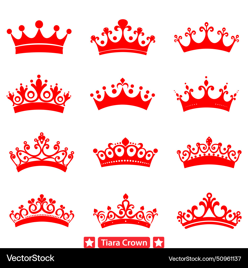 Royal tiara crown design pack luxurious Royalty Free Vector