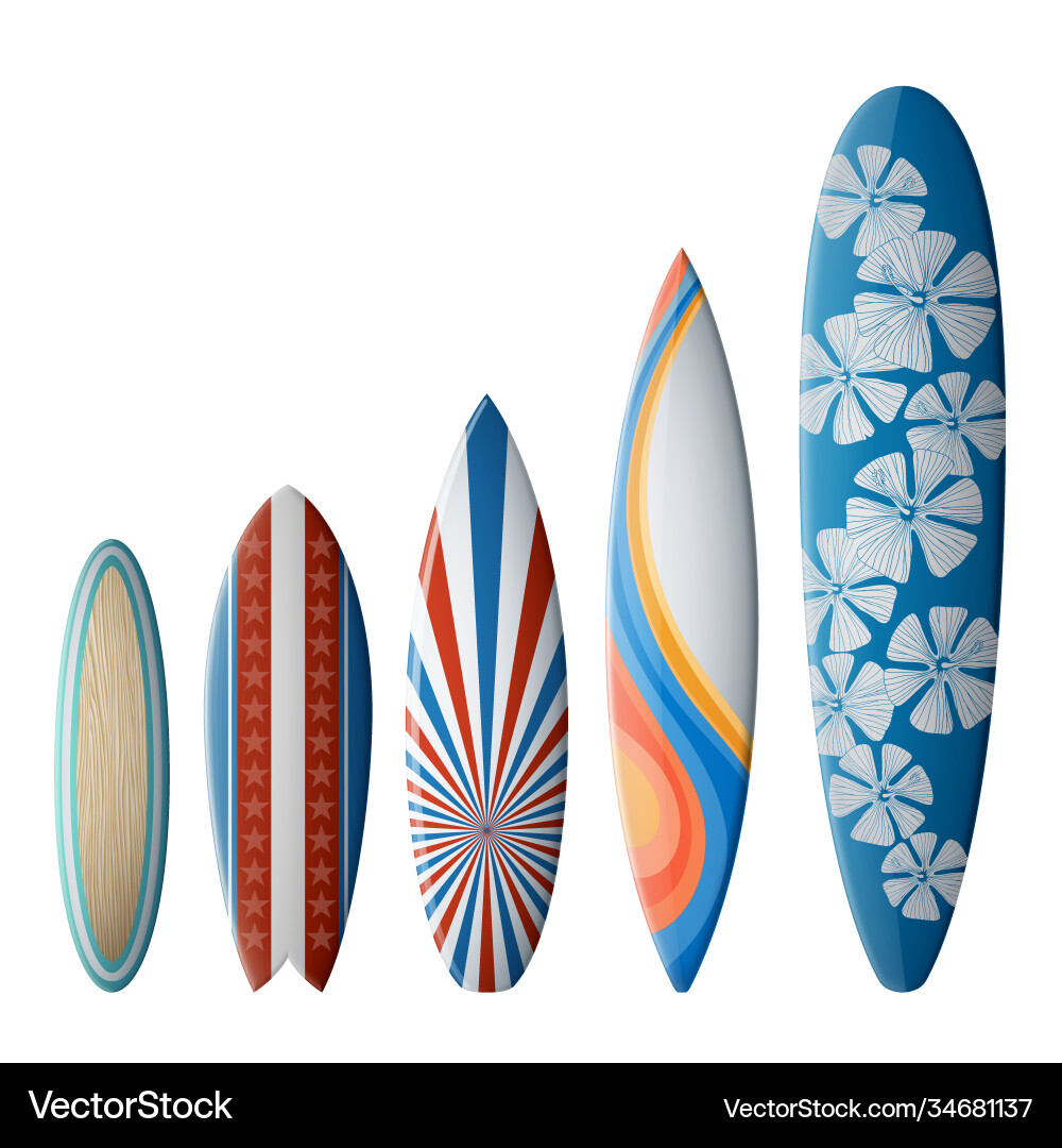 Set surfboards Royalty Free Vector Image - VectorStock
