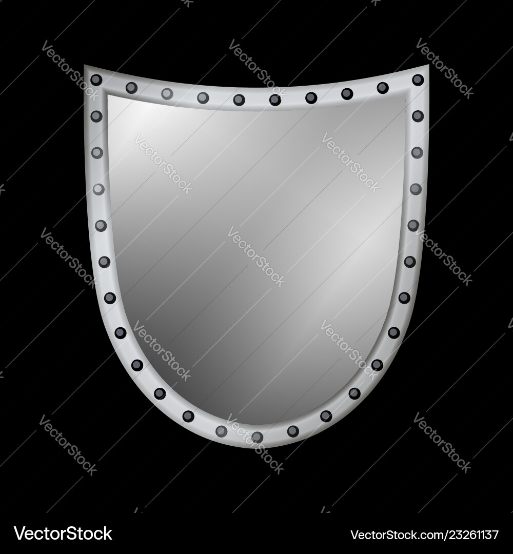 Silver shield shape icon 3d gray emblem sign Vector Image
